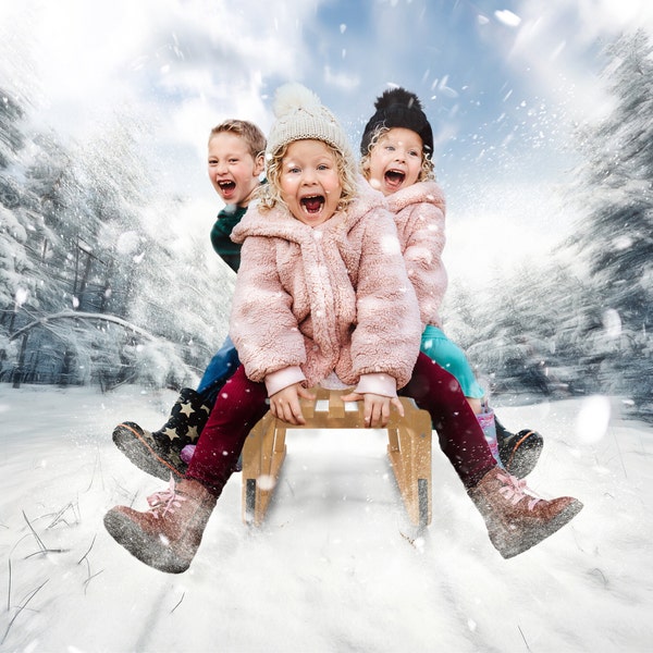 Snow Sledge Zoom PSD With FREE Snow Overlay Digital Backdrop by ...