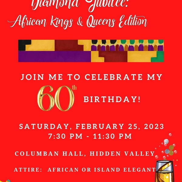 Green Kente Printable African Themed Birthday Invitation Card, African ...