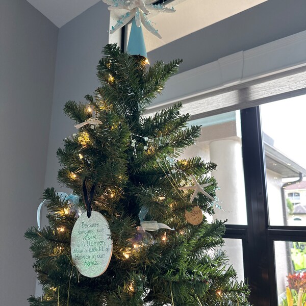 Starfish Tree Topper, Blue Crystal Beads, Coastal Decor, Nautical ...