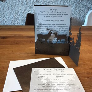Forest Laser Cut Wedding Invitation With Elk Kissing in the Trees - Etsy