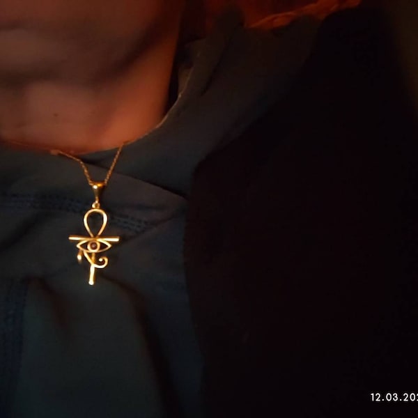 Minimal ANKH Necklace, Modern Eye of Ra Pendant, Ankh With Eye of Horus ...