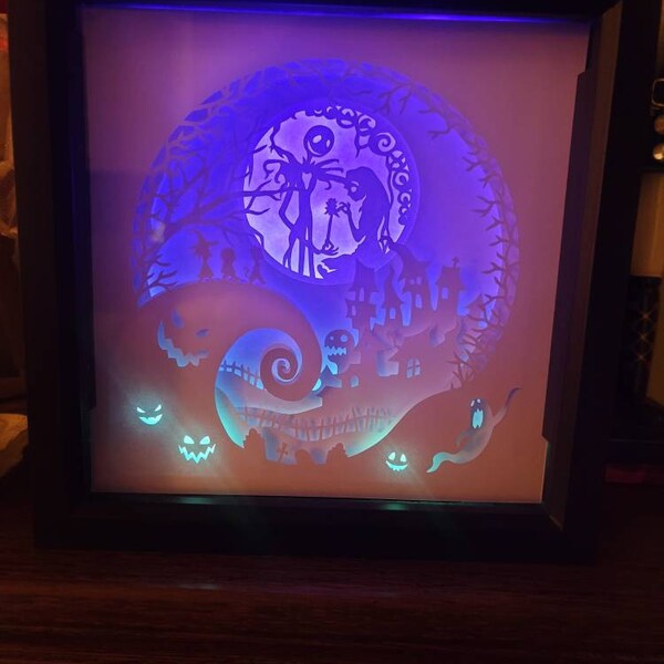Nightmare Halloween Paper Cut Light Box Template, Shadow Box, 3D ...