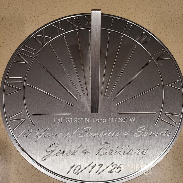Custom 10th Wedding Anniversary Engraved Sundial Gift For: Parents ...