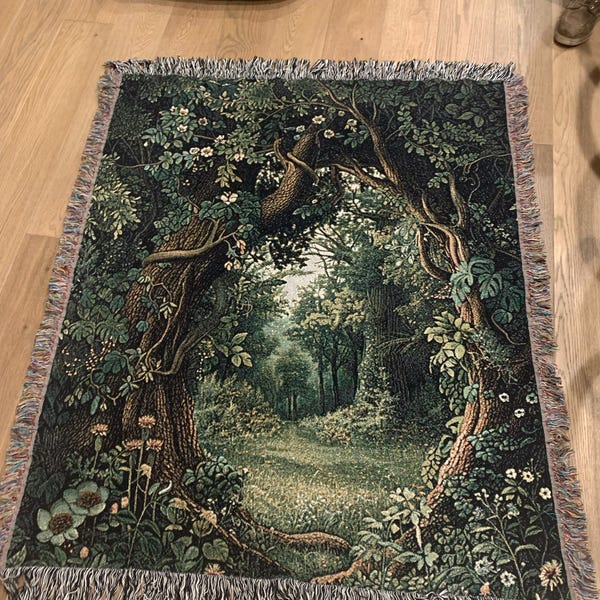 Enchanted Forest Tapestry Blanket • Woven Medieval Tapestry Wall ...