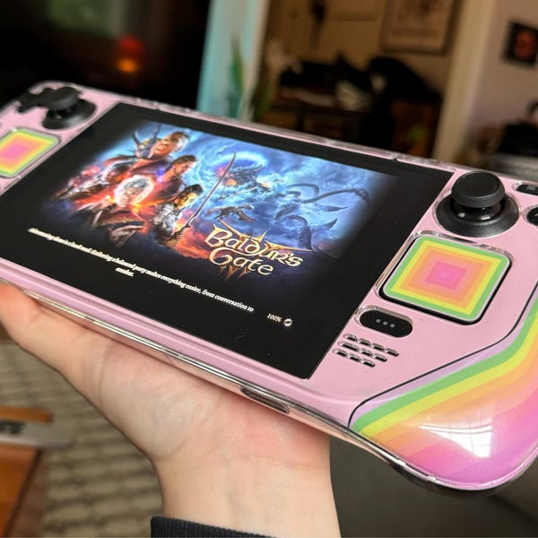 Colorwave Steam Deck Skin, Retro Colors Blue Green Pink Yellow, Full ...