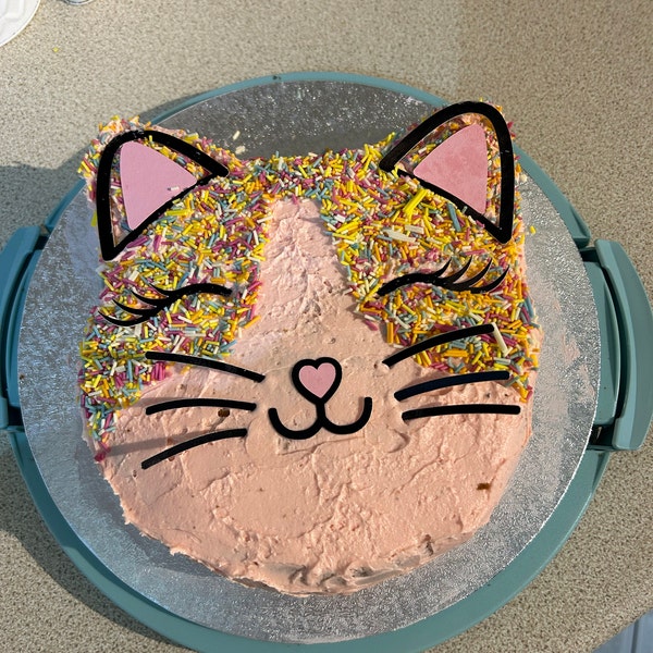 Cat Face Cake Topper, Cat Face Set, Cat Face Cake Decoration, Cake ...