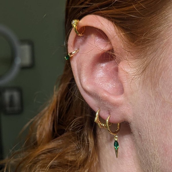 Emerald Sun 18G Internal Threaded Flat Back Labret, Cartilage Earrings ...