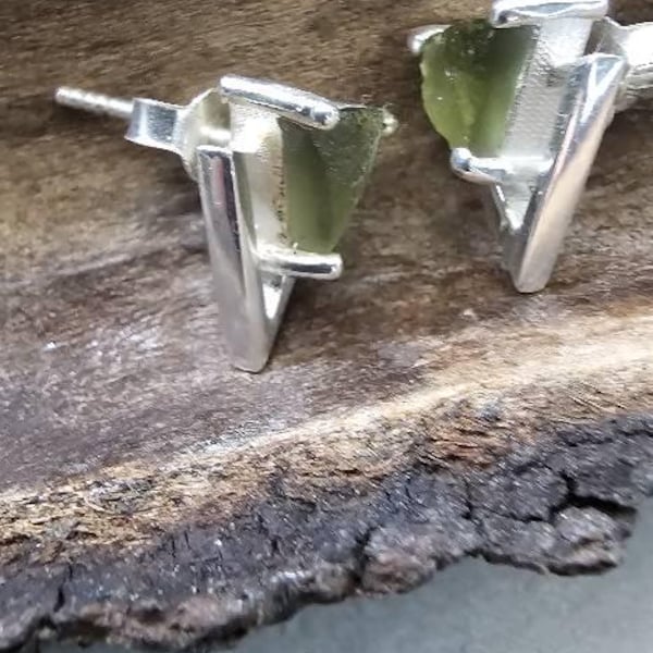 Natural Cut Moldavite Hexagon Ring in Sterling ,unique Moldavite Ring ...