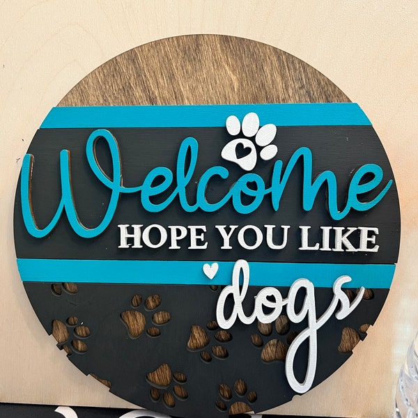 DIY Wood Sign - Dog OR Cat Welcome Unfinished Cut Out Door Hanger Wall ...