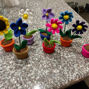 Flower in a Pot Crochet PATTERNS Set 5 Crochet Flower Patterns PDF ...