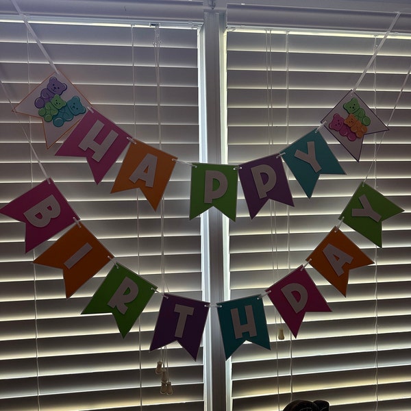 Gummy Bear Happy Birthday Banner Bear Banner Beary First Birthday Party ...