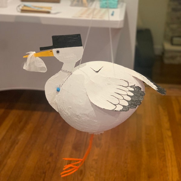 GENDER REVEAL STORK Pinata, Birth Announcement, Baby Shower.hand ...