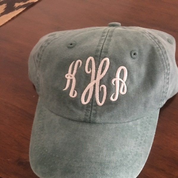 Custom Embroidered Monogram Hat: Distressed Cotton Twill Cap - Etsy