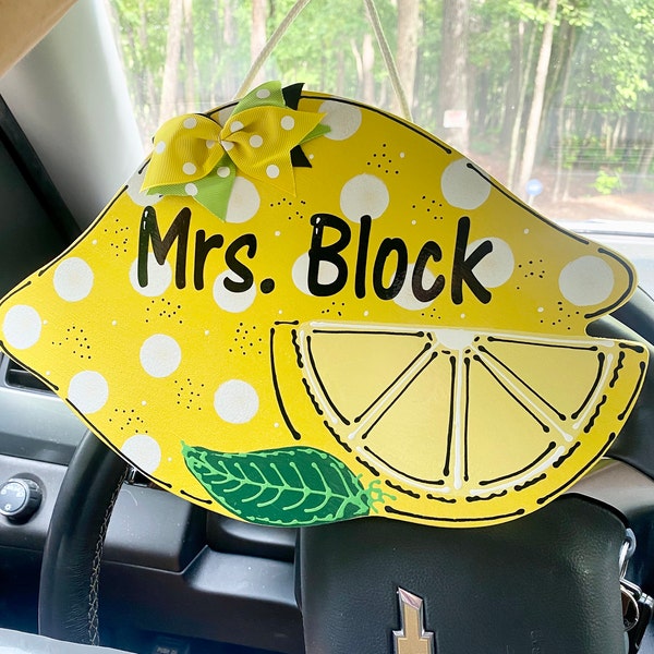 Personalized LEMON TEACHER SIGN Class Classroom Name Room Door Plaque ...
