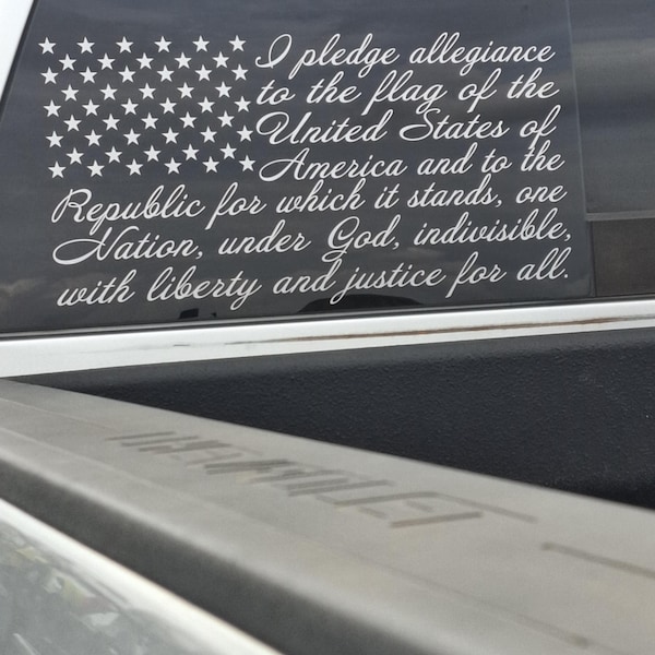 Pledge of Allegiance American Flag Vinyl Decal Sticker, Window Graphic ...