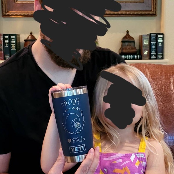 Child's Drawing Engraved YETI Rambler Tumbler | Father's Day | Mother's ...