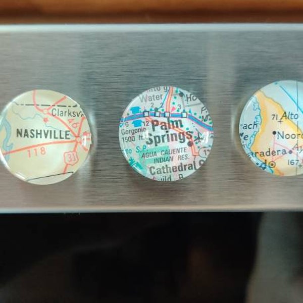 Custom Vintage Map Magnets, Set, You Pick the Locations, Map Gifts ...
