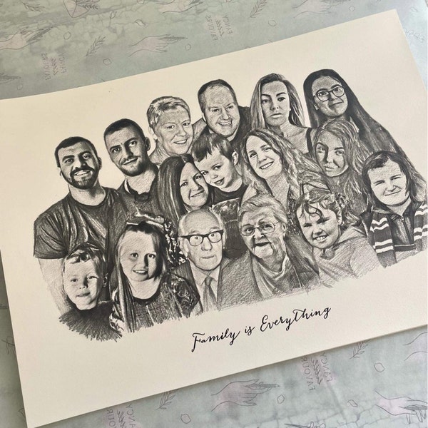 Family Portrait, Pencil Sketch, Family Sketch, Pencil Drawing, Photo ...