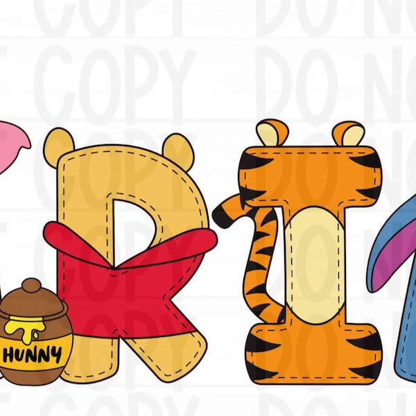 Winnie the Pooh Doodle Alphabet, Pooh Bear Alphabet, Tigger Piglet ...
