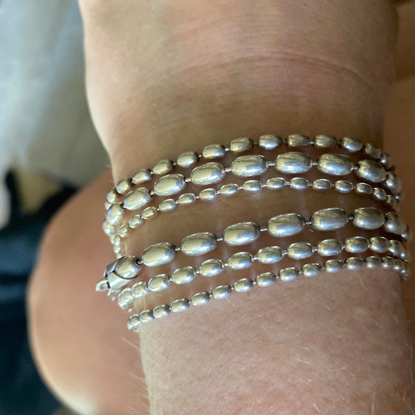 4mm Charleston Rice Beads Necklaces Sterling Silver (.925) • Large Rice ...