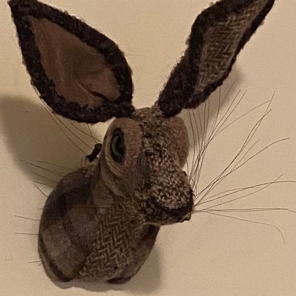 Hare Head Faux Taxidermy Wall Mounted Rabbit Replica Textile Animal ...