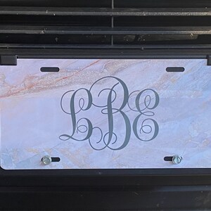 Personalized Car License Plate, Monogrammed License Plate Frame Marble ...