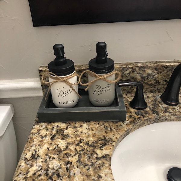 Soap and Lotion Dispenser Set, Rustic Kitchen Bronze, Farmhouse Mason ...