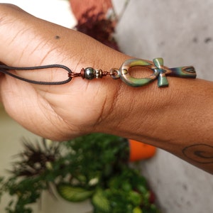 Ankh Necklace 7th Anniversary Gift flame Colored Copper Ankh Copper ...