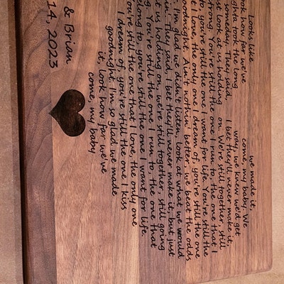 Wedding Song Lyrics Engraved, Wooden Anniversary Gift, First Dance ...