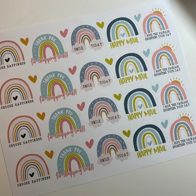 Rainbow Happy Mail Stickers Support Small Thank You Stickers 36 ...