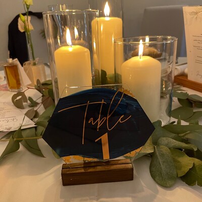 Geometric Clear Table Numbers Acrylic Wedding Table Numbers Painted ...