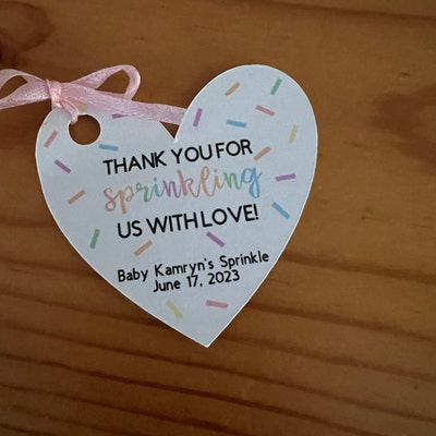Thank You for Sprinkling Us With Love Tags 2 Wide, Baby Sprinkle Favor ...