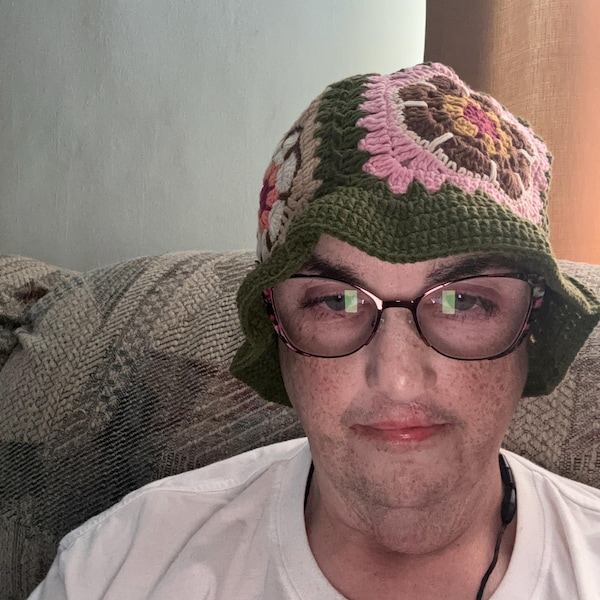 Green Granny Square Beanie, Green Yellow Crochet Beanie, Granny Square ...