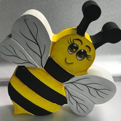 Bee Cutout Free Standing Chunky Wood Craft Bee Craft for Kids Tiered ...