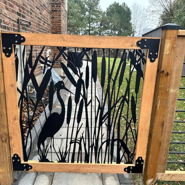 Hummingbird Metal Gate With Wood Frame | Wrought Iron Garden Gate 4'x4 ...