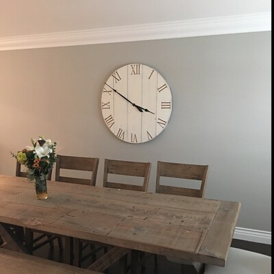 Large Wall Clock off White Above Fireplace Decor Farmhouse Living ...