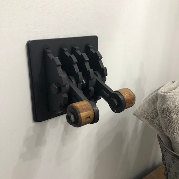 Industrial Steampunk Double Light Switch Plate With Wood Handles ...
