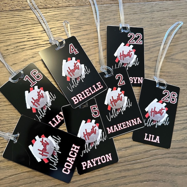 Fully Customized Bag Tags: Double-sided Personalized Sports, Events Bag ...