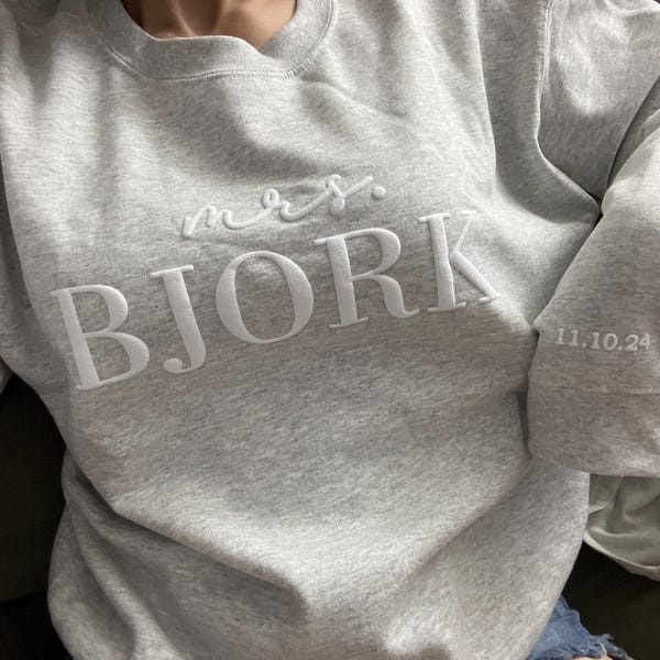 Custom EMBOSSED Engagement Gift for Future Mrs Sweatshirt New Mrs ...