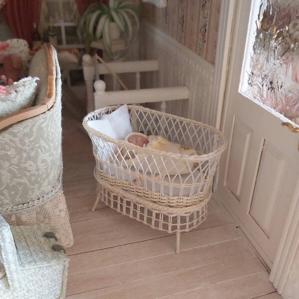 1.12 Miniature Dolls House Wicker Cot Artist Handmade - Etsy