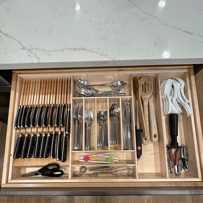 Custom Drawer Divider, Maple Silverware Organizer, 6 Spaces ...