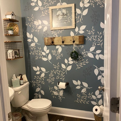 Watercolor Leaves Wall Pattern Kit FLORAL WALL STENCILS Instead of ...