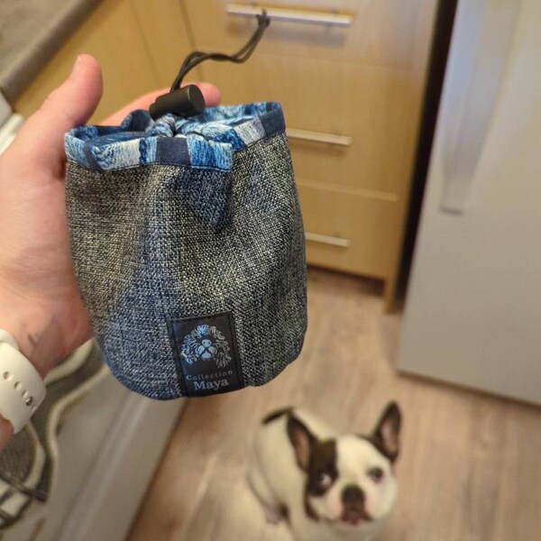 Blue Fabric Poop Bag Dispenser, Poop Bag Pouch With Carabiner ...