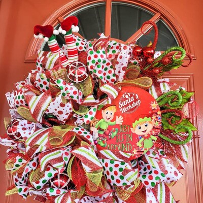 Elf Christmas Wreath Sign Elf Wreath Sign Aluminum Sign - Etsy