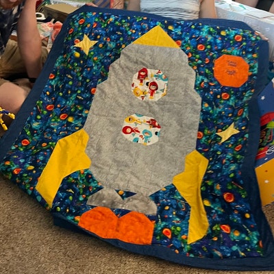 Rocket Baby Quilt Pattern, 3 Sizes: 36x42, 24x28, 48x56, Little Boy ...