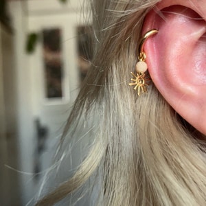 Helix Gold Sun Hoop Earring, Helix Earring, Helix Piercing Gold, Helix ...