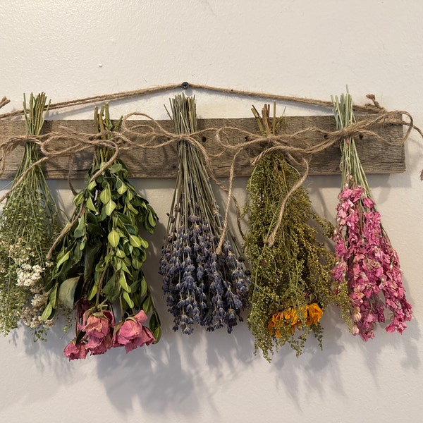 Fragrant Dried Flower and Herb Rack, Kitchen Decor, Farmhouse Wall ...