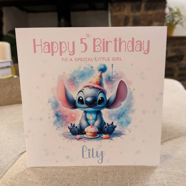 Stitch Birthday Card, Personalised Stitch, Happy Birthday Card Daughter ...
