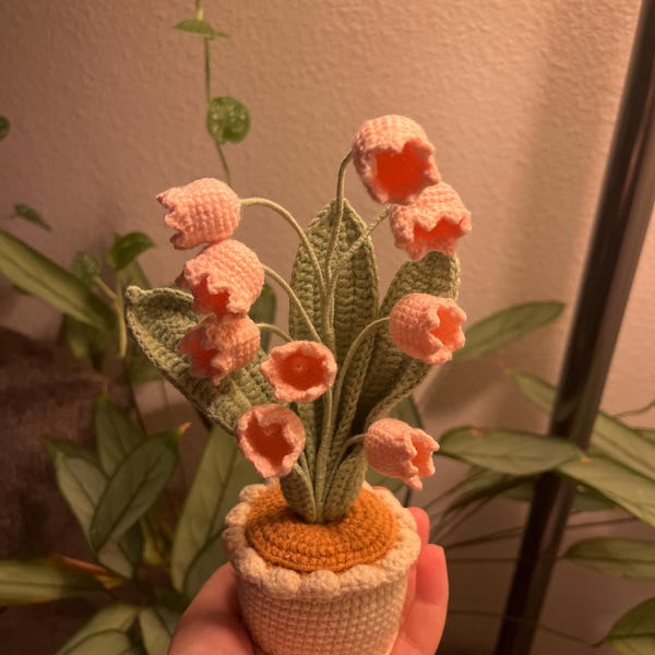 Cute Crochet Lily Flower Arrangement in Yarn Pot, in Pink & Yellow ...