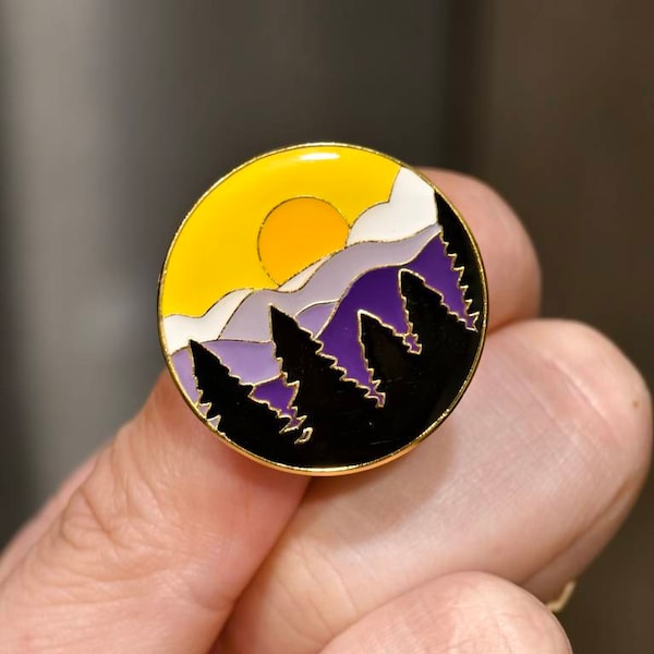 Subtle Nonbinary Flag Enamel Pin Mountain Pin Pride Pin Enamel Cute Pin Set Pins Laple Pin Hard ...